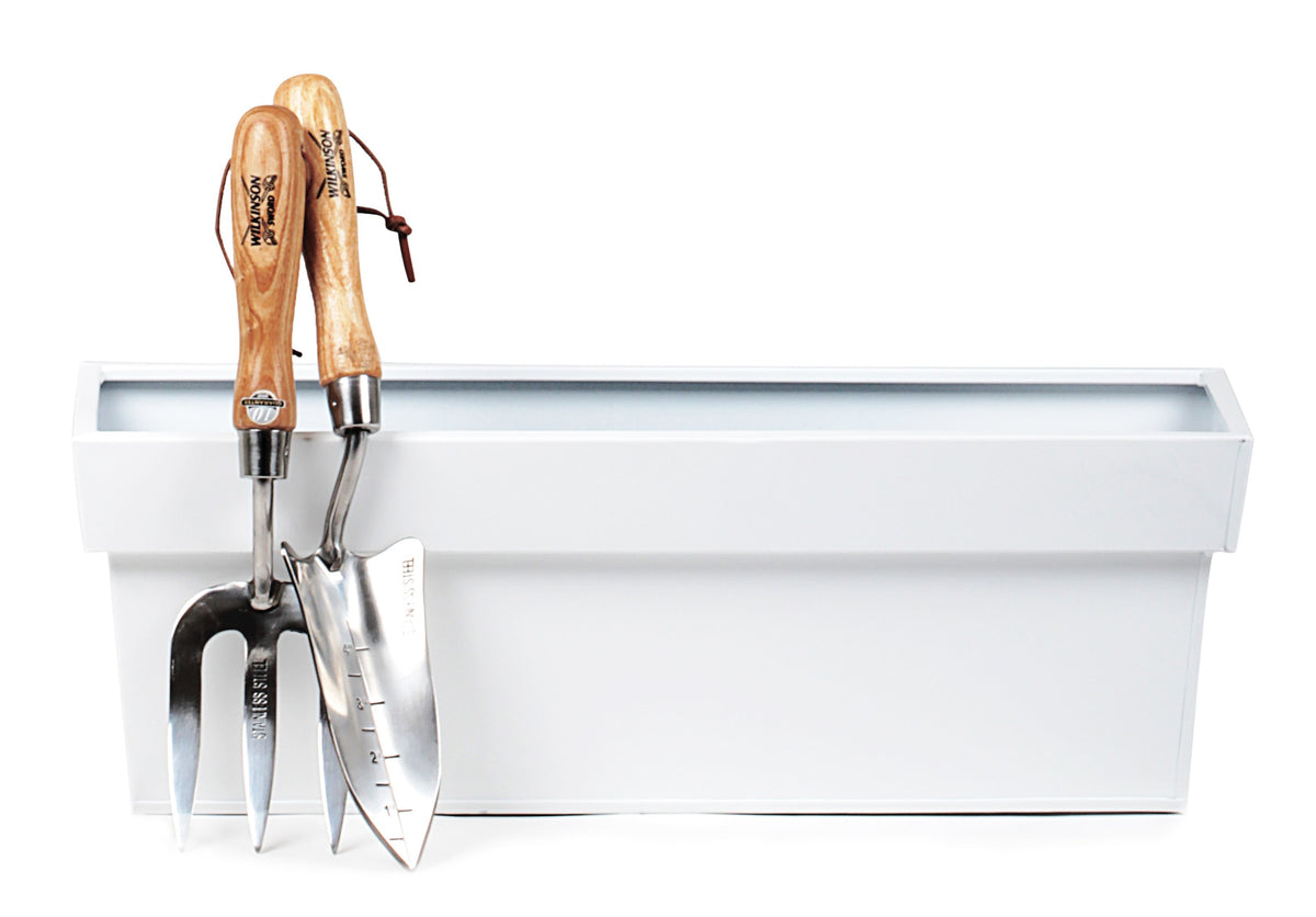 Portofino Collection 50cm Gloss White Galvanised Steel Trough Planter ...