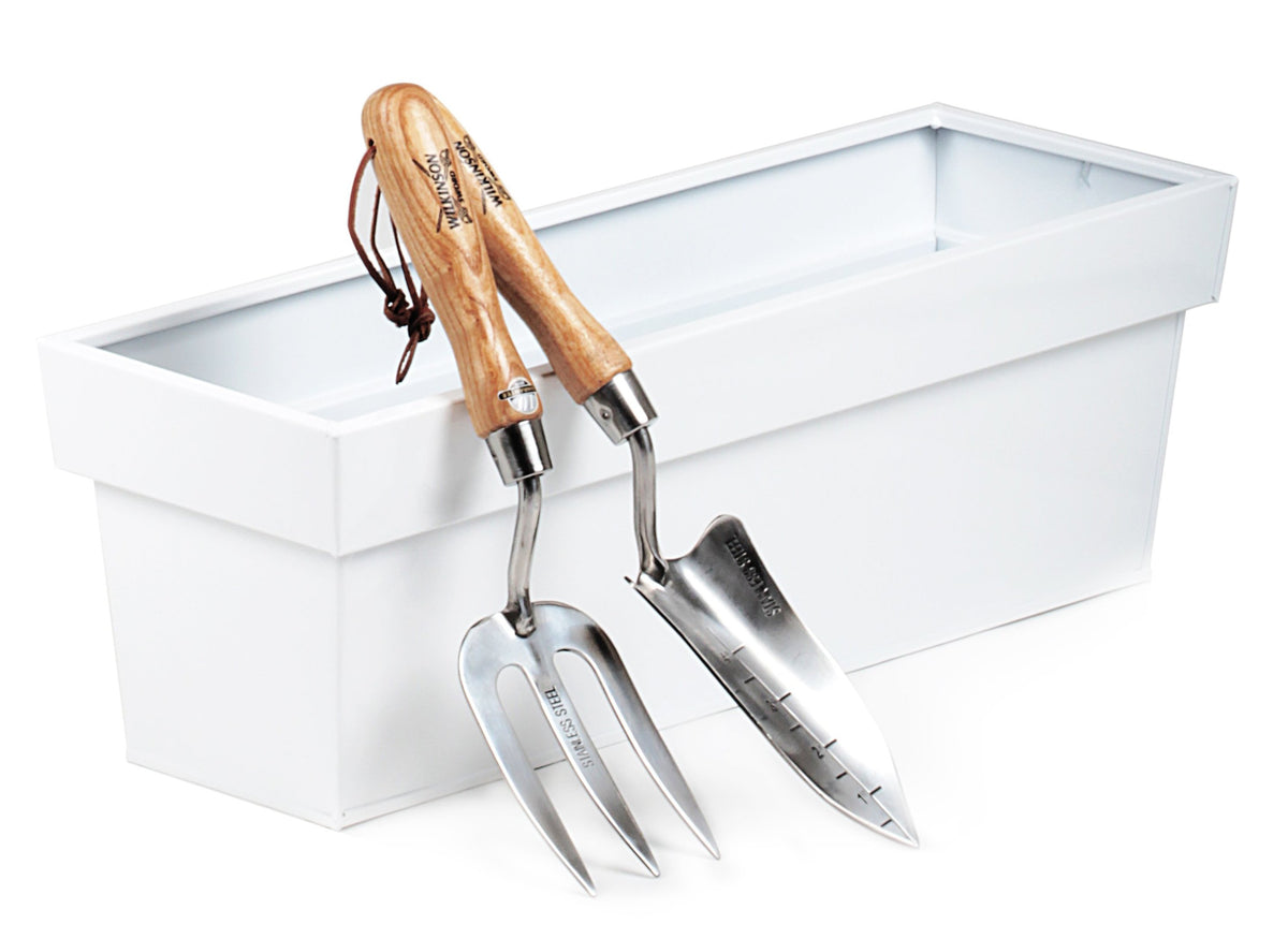 Portofino Collection 50cm Gloss White Galvanised Steel Trough Planter ...