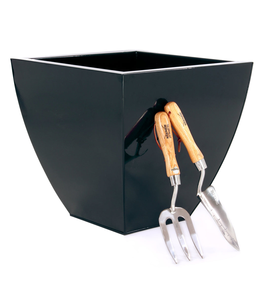 Portofino Collection 40cm Galvanised Steel Curved Tapered Square ...