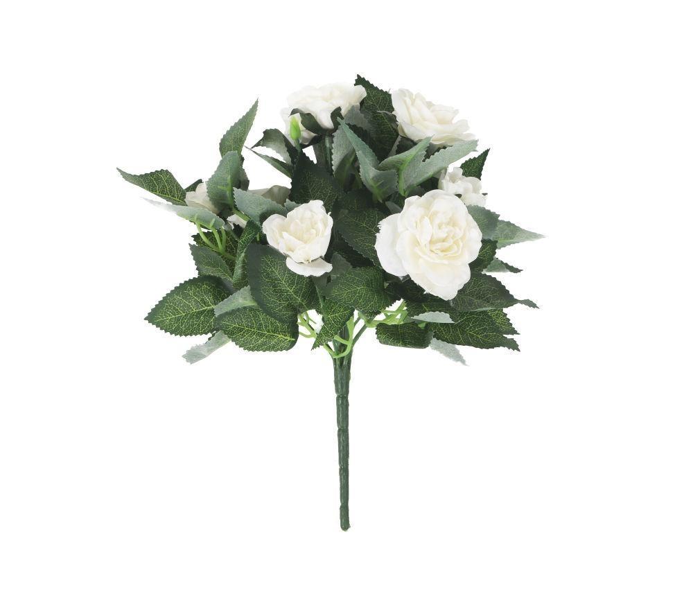 Artificial 26cm White Rose Plug Plant | Closer2Nature