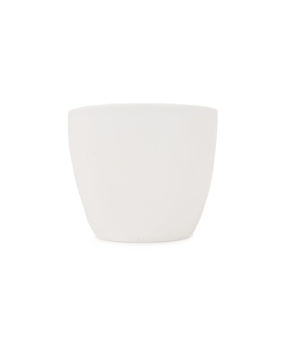 White Collection 15cm Curved Round White Plant Pot | Closer2Nature