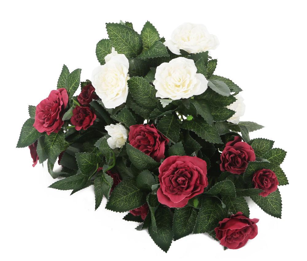 Artificial 26cm Mulberry Pink and White Rose Plug Plant Collection ...