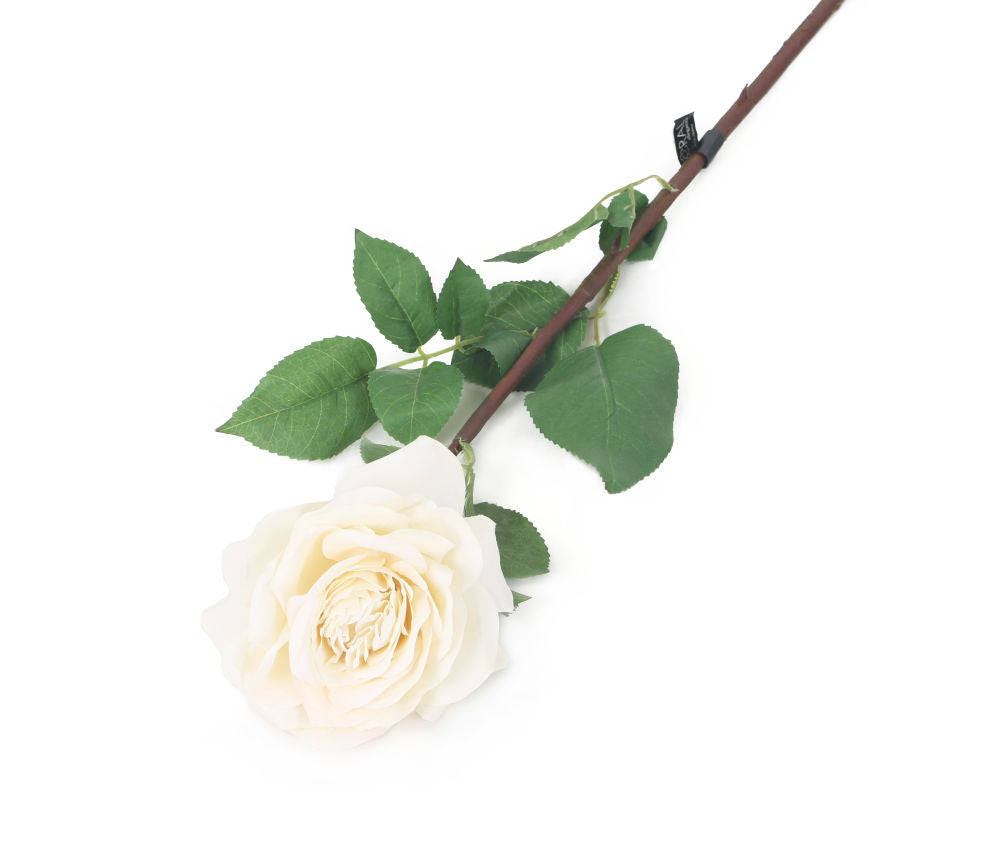 Artificial 92cm Single Stem Fully Open Ivory Rose | Closer2Nature